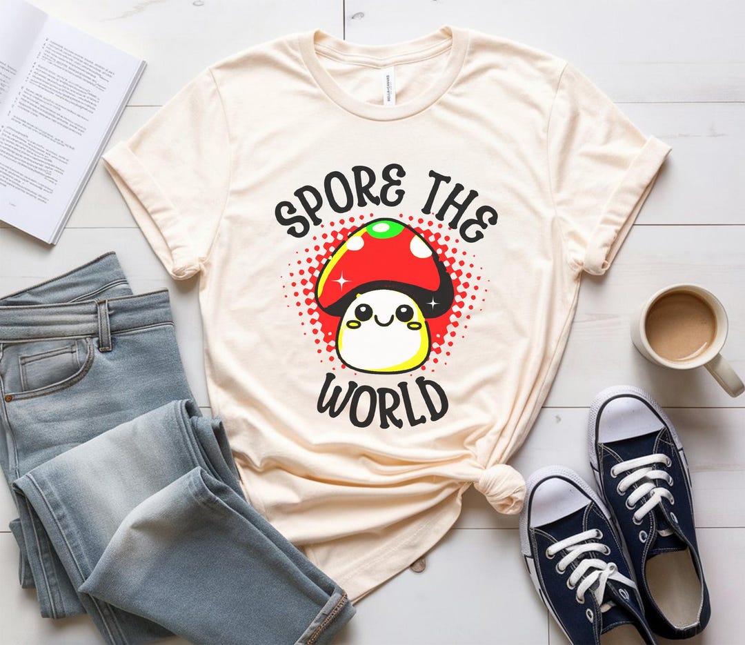 Spore the World Cute Mushroom Graphic Tee Funny Plant Lover Shirt - Etsy