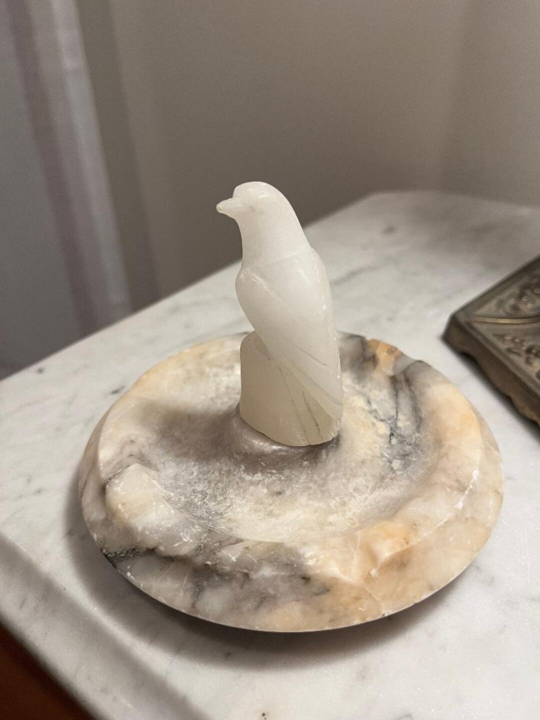 Vintage Ashtray. Italian Alabaster Bird on Tree Stump. - Etsy