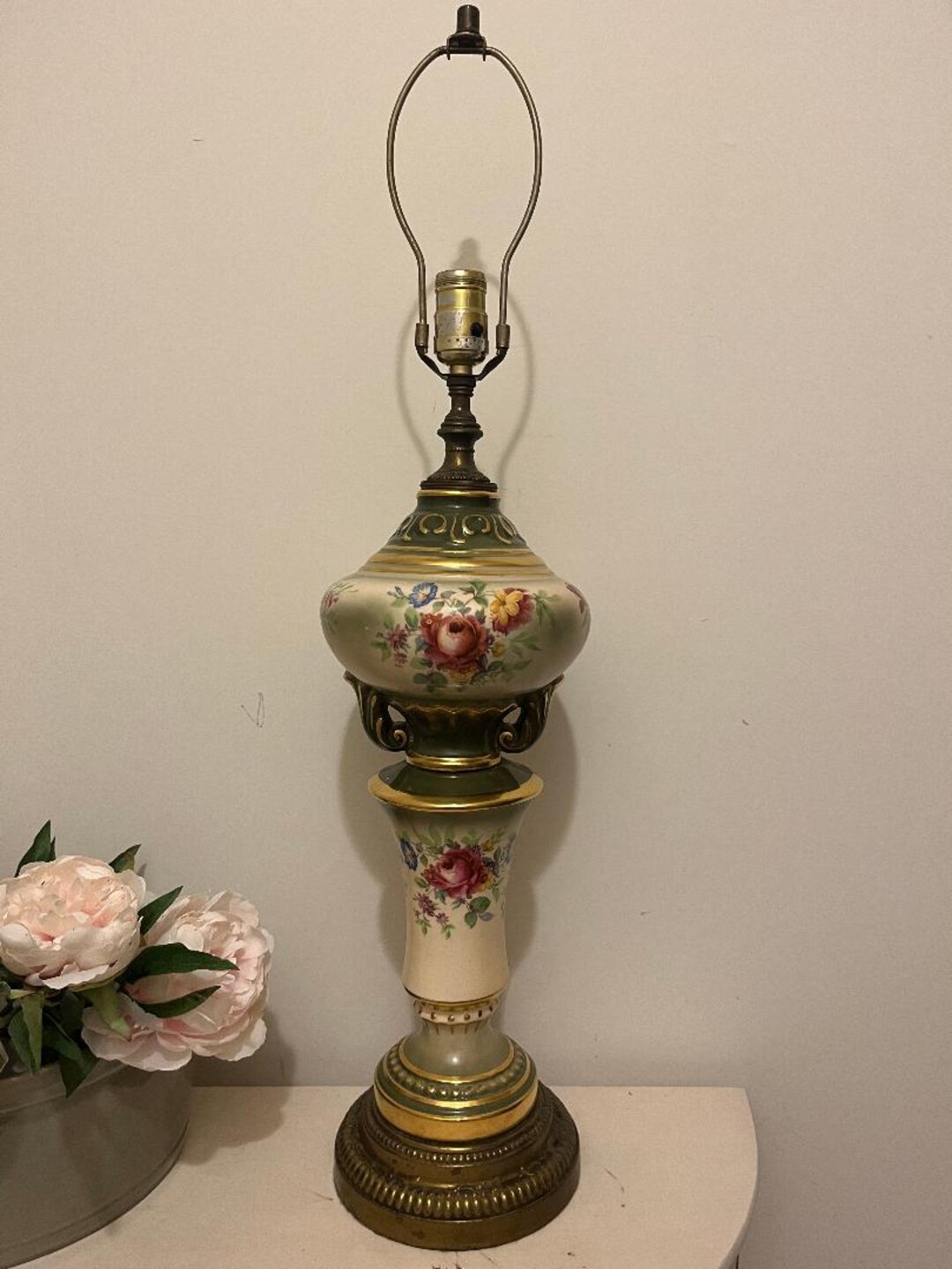 Vintage Porcelain Victorian Style Table Lamp. Hand Painted. - Etsy