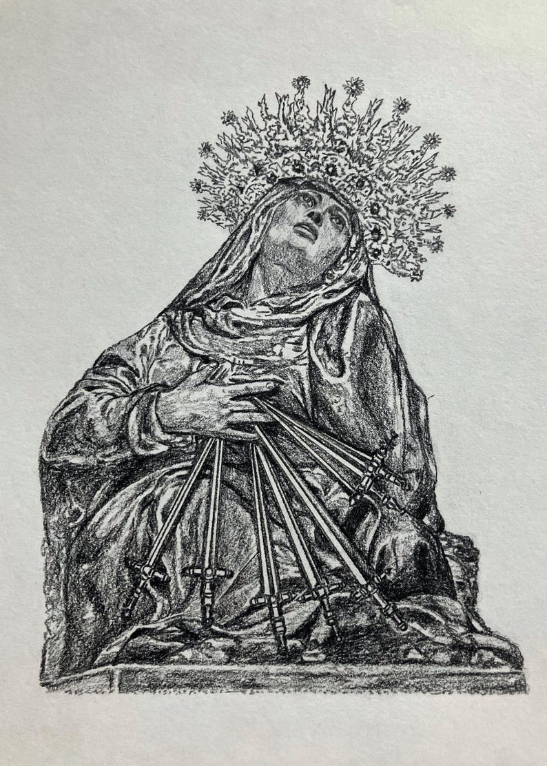 Blessed Virgin Mary Sketch - Etsy