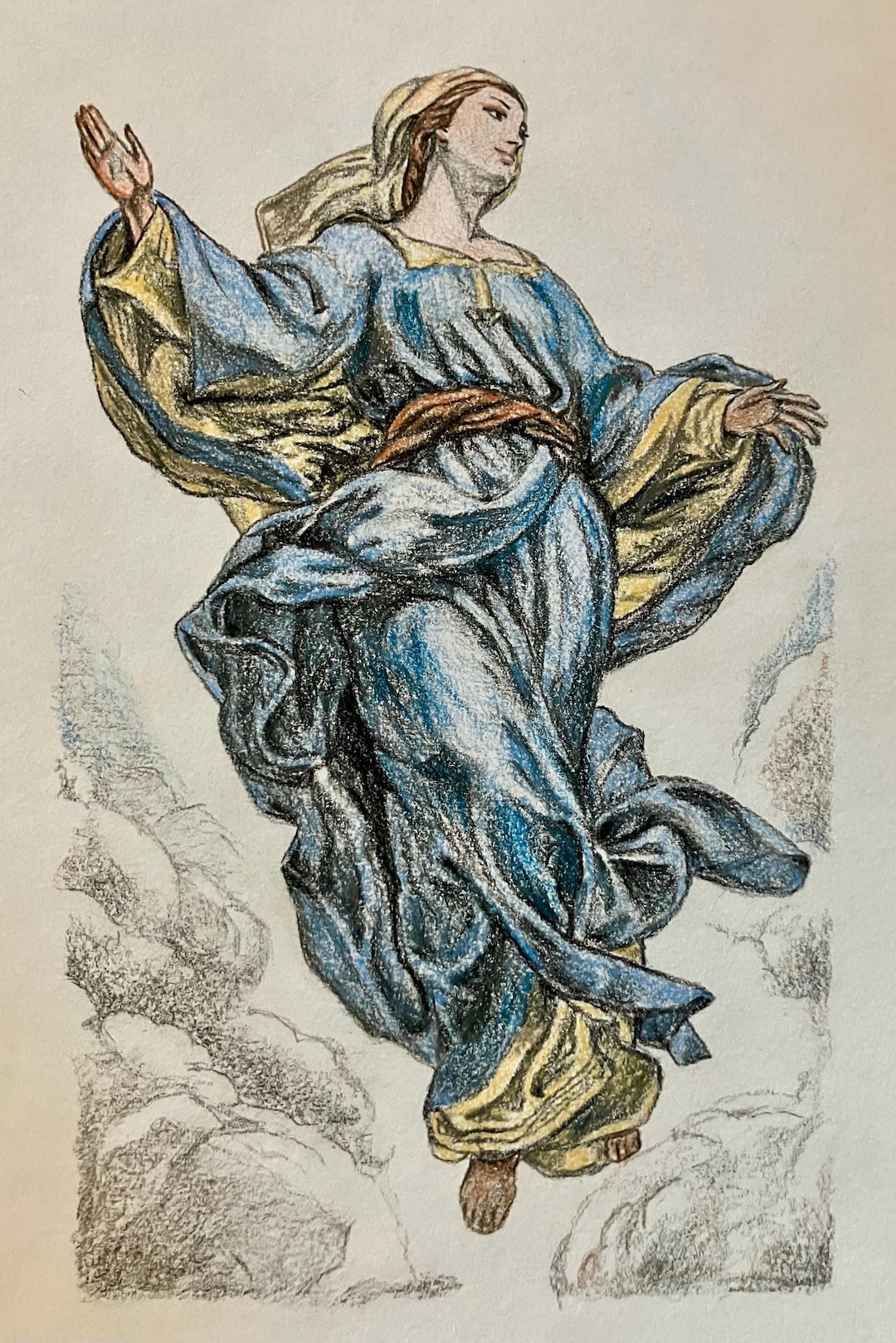 Blessed Virgin Mary Sketch - Etsy