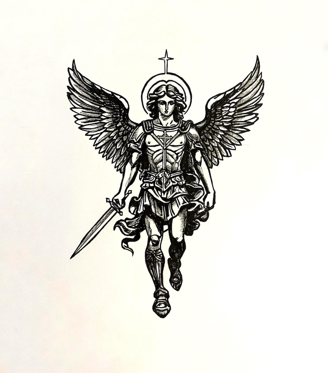 Saint Michael Fine Art Sketch - Signed (4x6") - Etsy