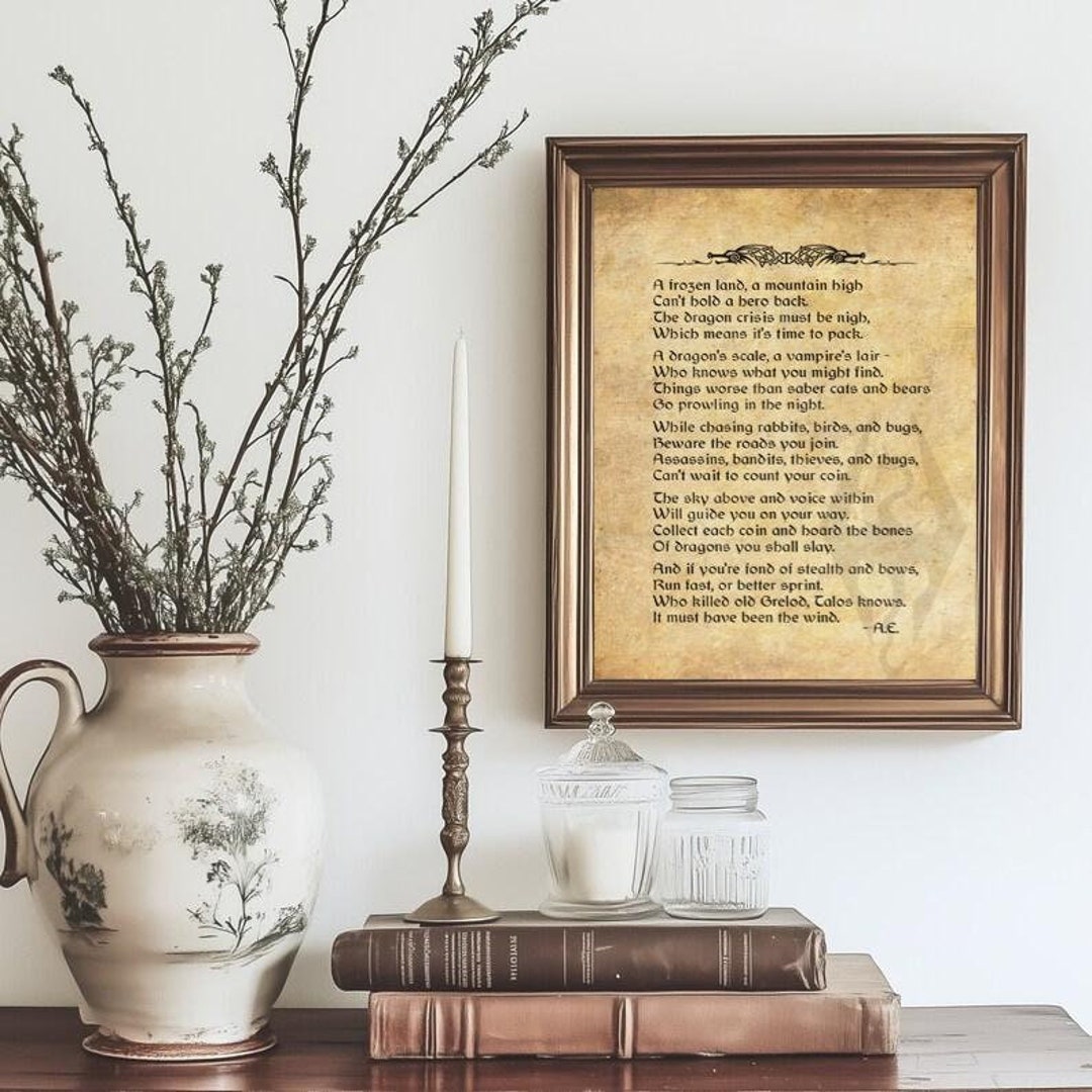 Mailed Print | A Hero's Journey | Skyrim Poster | Original Poetry ...