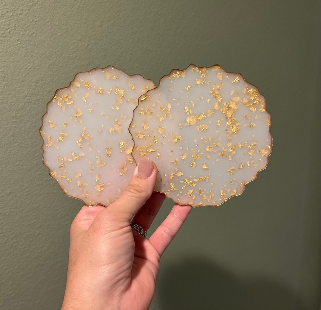 Marble, Gold Flake & Rim Coasters - Etsy