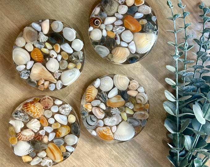 Ocean Themed Gulf Coast Shell Coasters - Set of 4 - Etsy