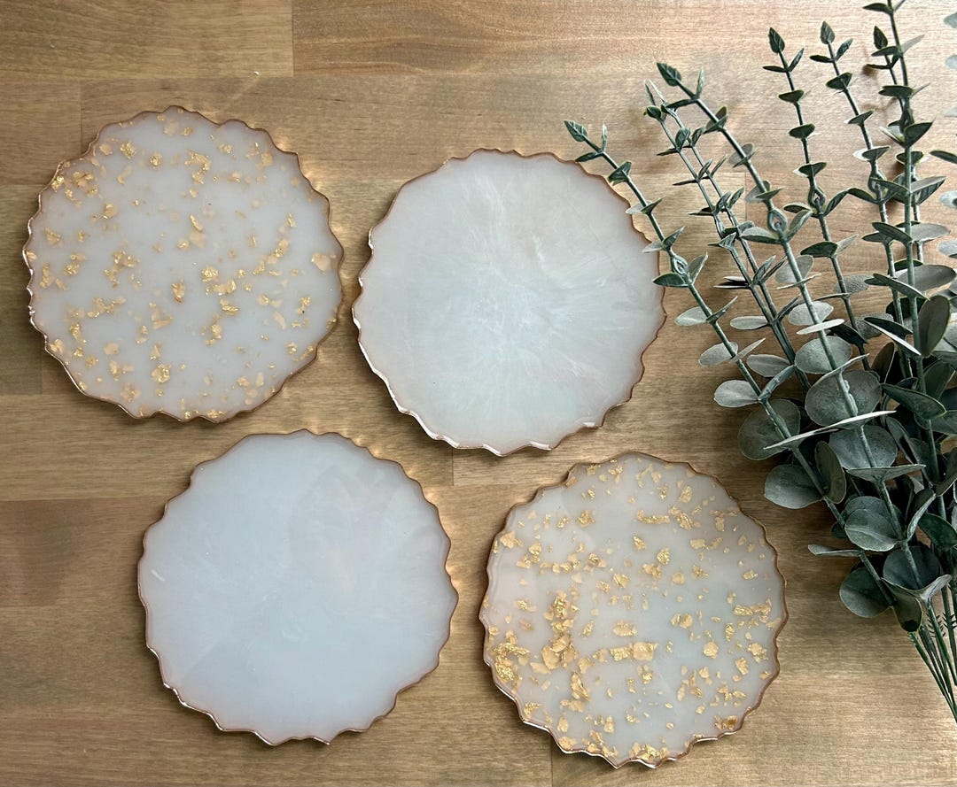 Marble, Gold Flake & Rim Coasters - Etsy