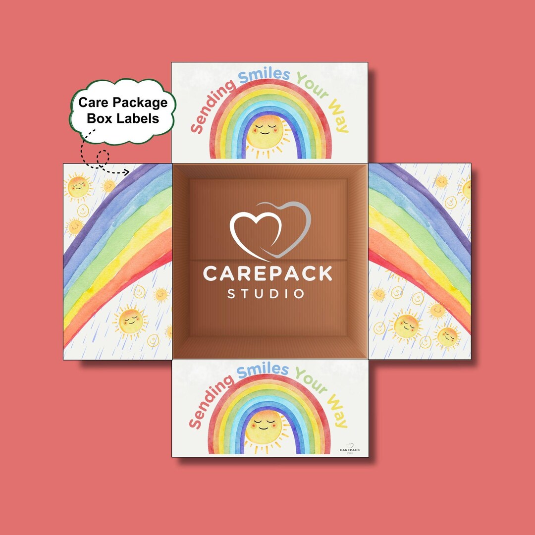 Sending Smiles Care Package Printable Box Flap Labels Instant ...