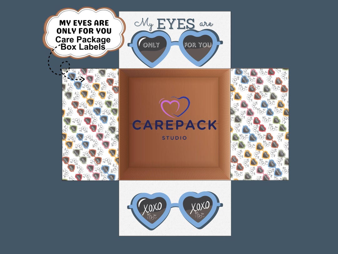Love Care Package Box Label Printable Box Flap Gift Label Eyes for You ...