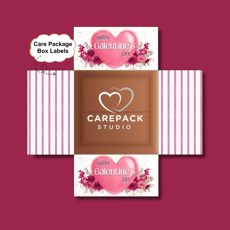 Friendship Care Package Galentine's Day Box Flap Label Coworker ...