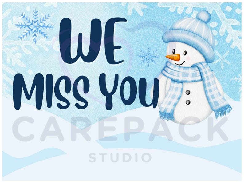 We Miss You Snow Much Care Package Labels, Winter Care Box Flaps ...