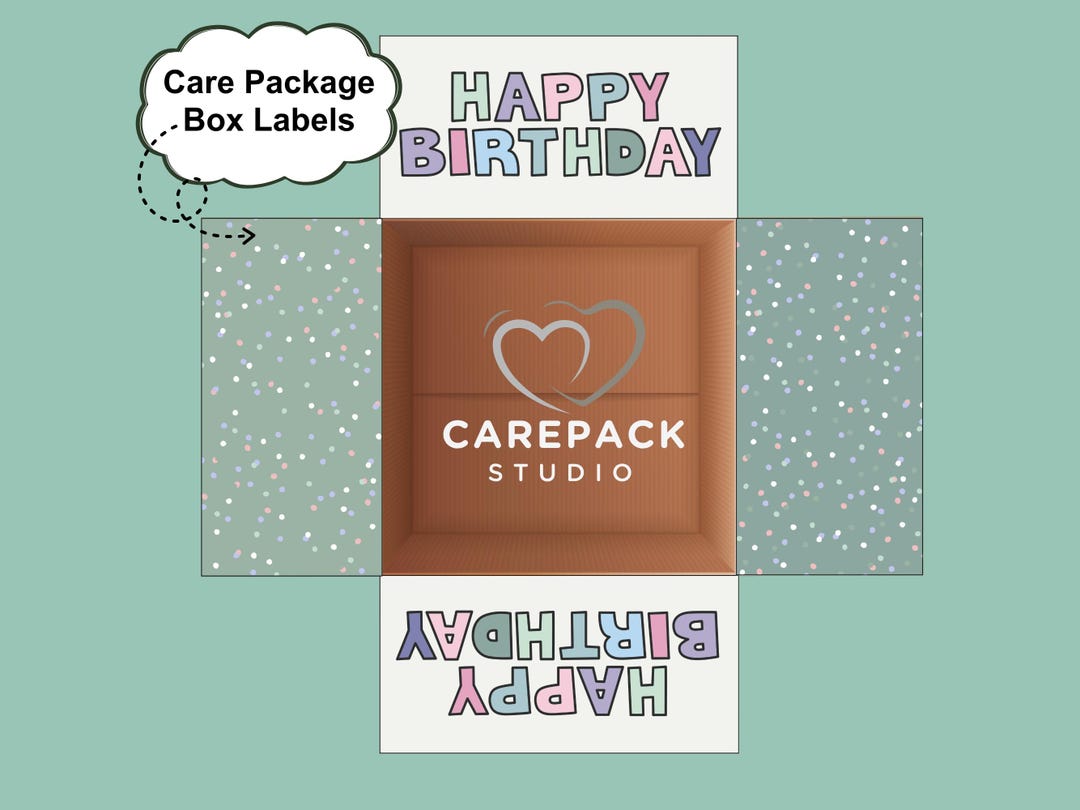 Happy Birthday Printable Box Labels, Pastel Confetti Theme Gift Box ...