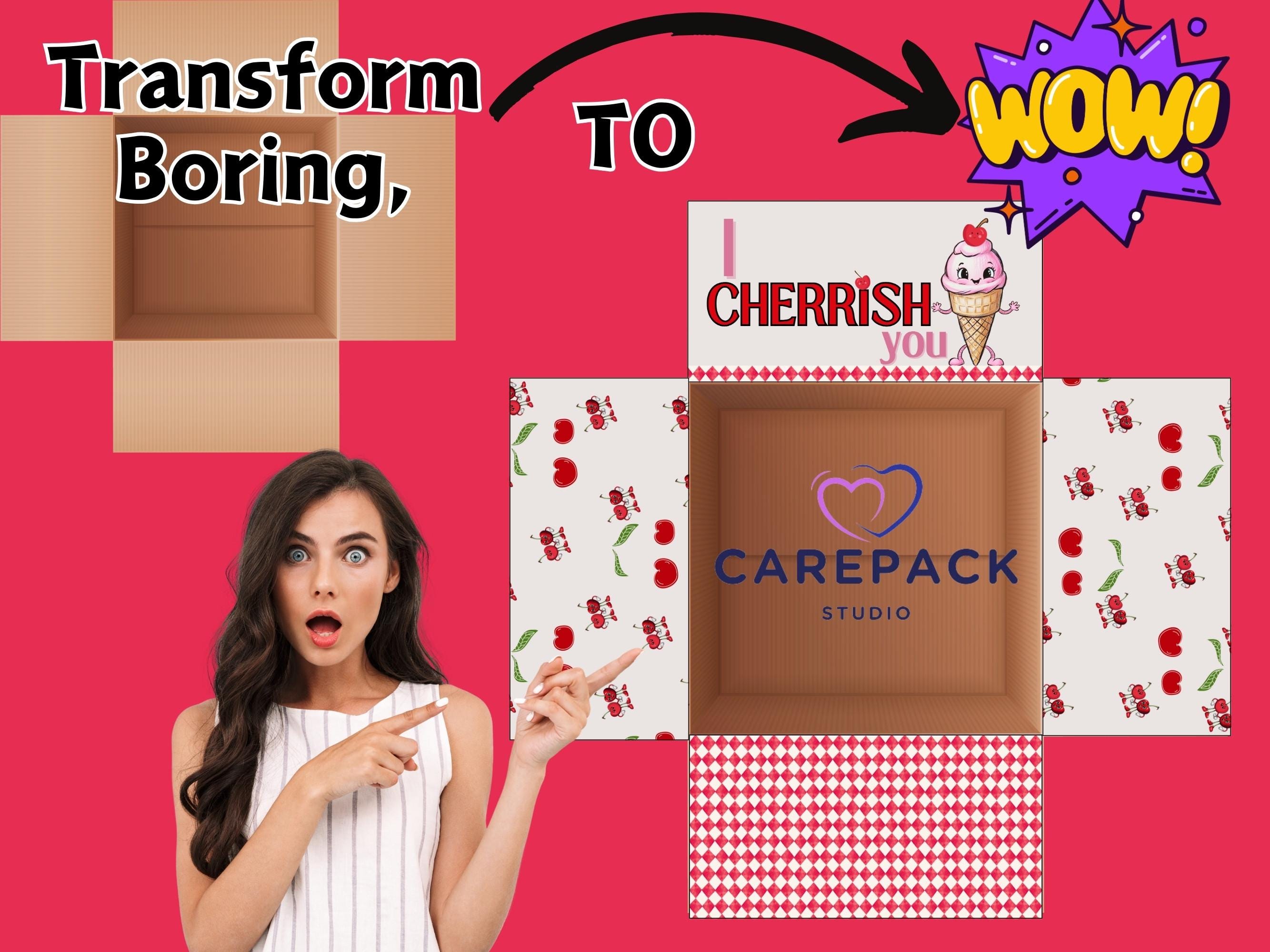 Care Package Box Flap Labels Printable Decoration Valentines Day I Cherrish You Cherry Theme ...