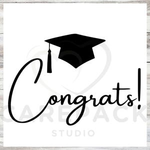 Minimalist Graduation Gift Tags, Printable Congrats Black Grad Square ...