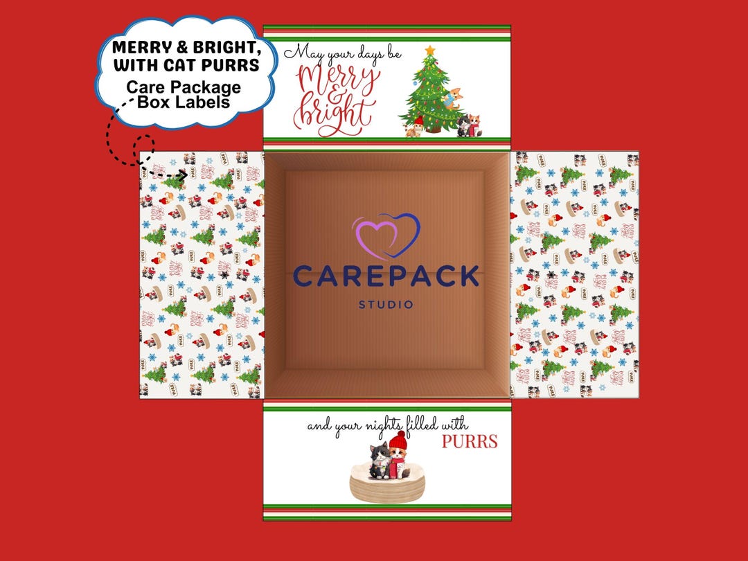Merry Christmas Package Labels, Printable Decoration for Box Flaps ...