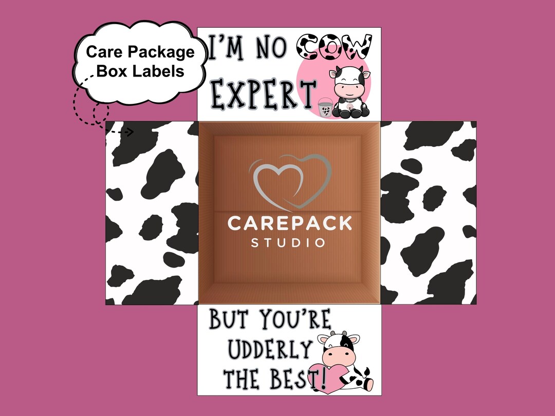 Cow Care Package Label Printable Box Flap Labels for Dairy Cow Lovers ...
