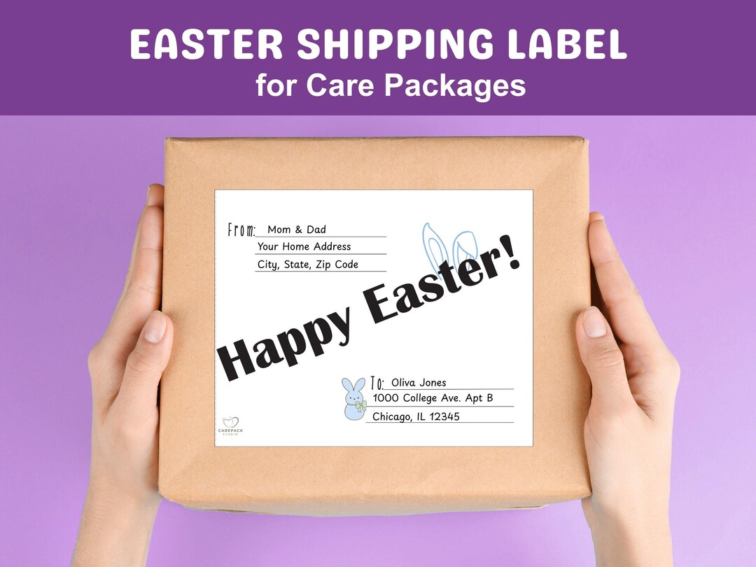 Printable Easter Shipping Label for Care Package Box, Shipping Parcel ...