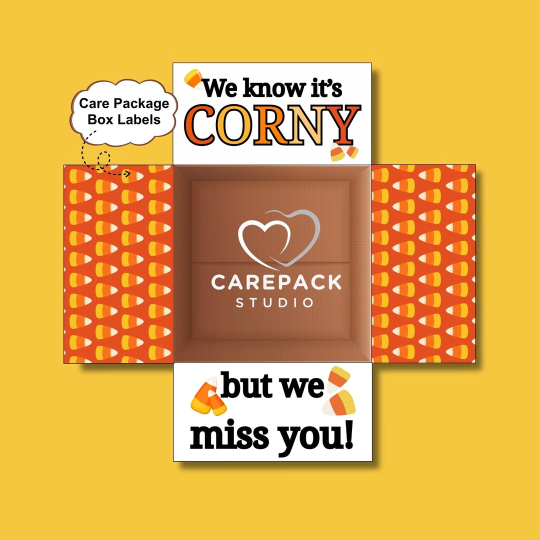 We Know It's Corny but We Miss You Fall Care Package Box Labels Autumn ...