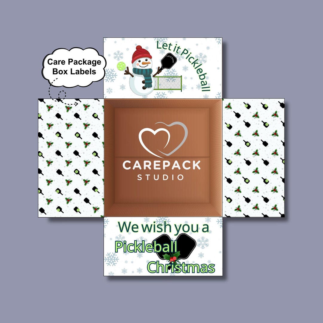 Pickleball Lover Care Package Labels Printable Christmas Holiday Box ...