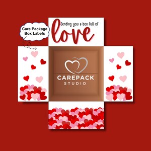 Love Care Package Labels Printable Box Flap College Student Valentine ...