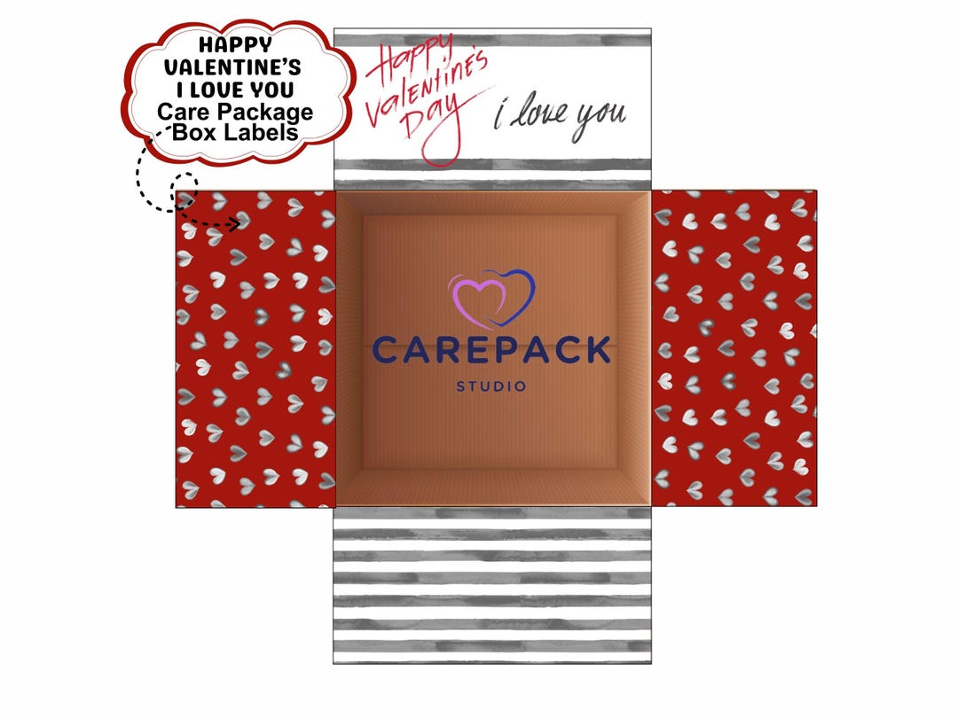 Valentine's Care Package Label Printable Download Box Flap Label ...