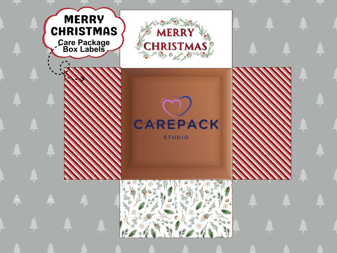 Merry Christmas Package Labels, Printable Decoration for Box Flaps ...