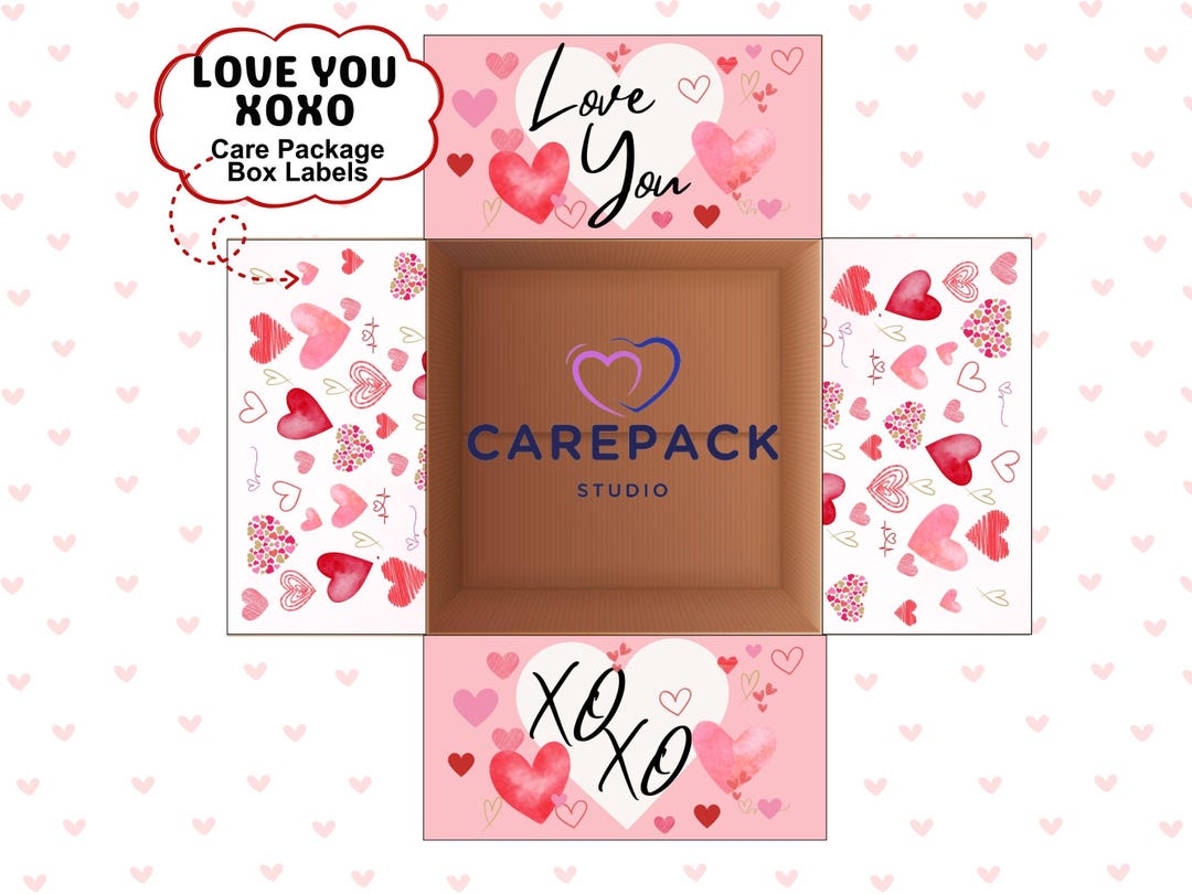 Love You Care Package Labels, Printable Decoration for Box Flaps, Love ...