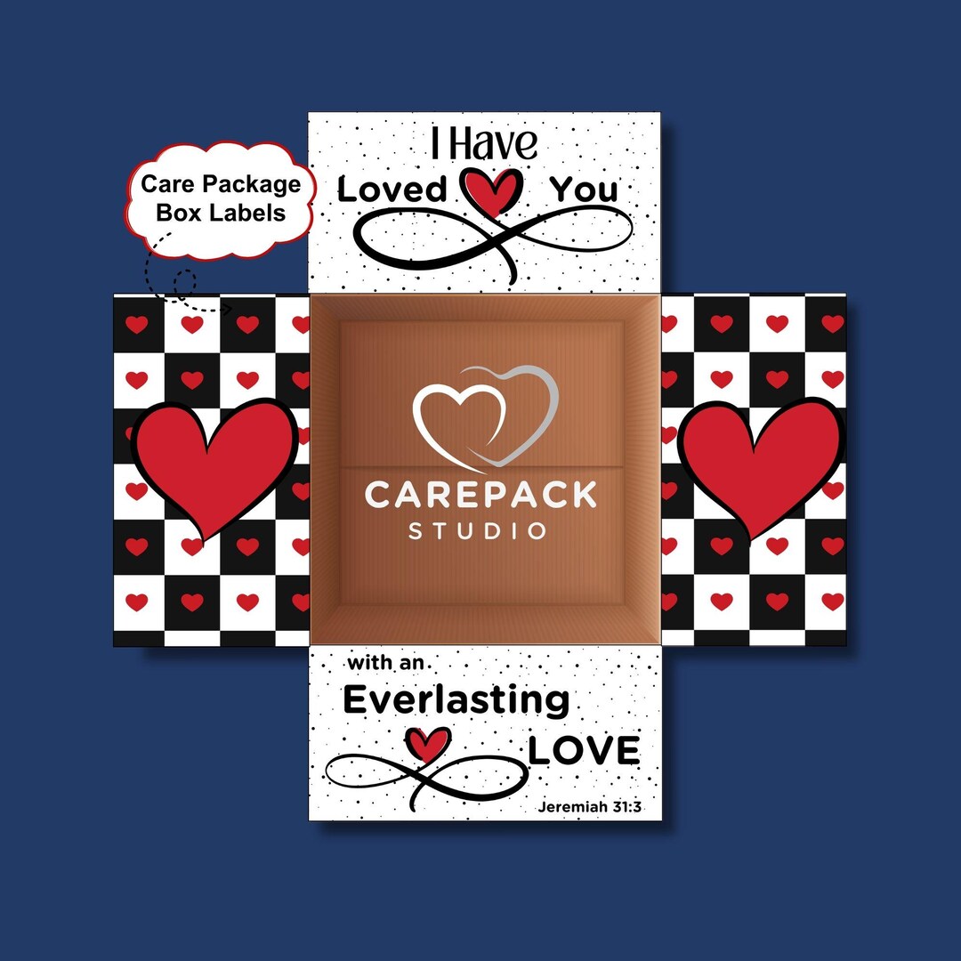 Love Care Package Box Label Valentine's Day Printable Box Flap ...
