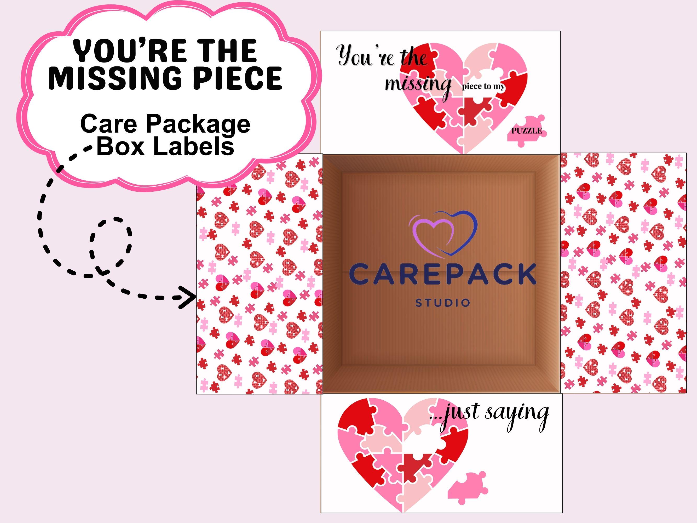 Heart Love Care Package Printable Box Flap Labels Valentine Box Label ...