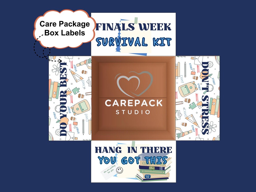 College Care Package Labels Printable Decorations for Gift Box Flaps ...