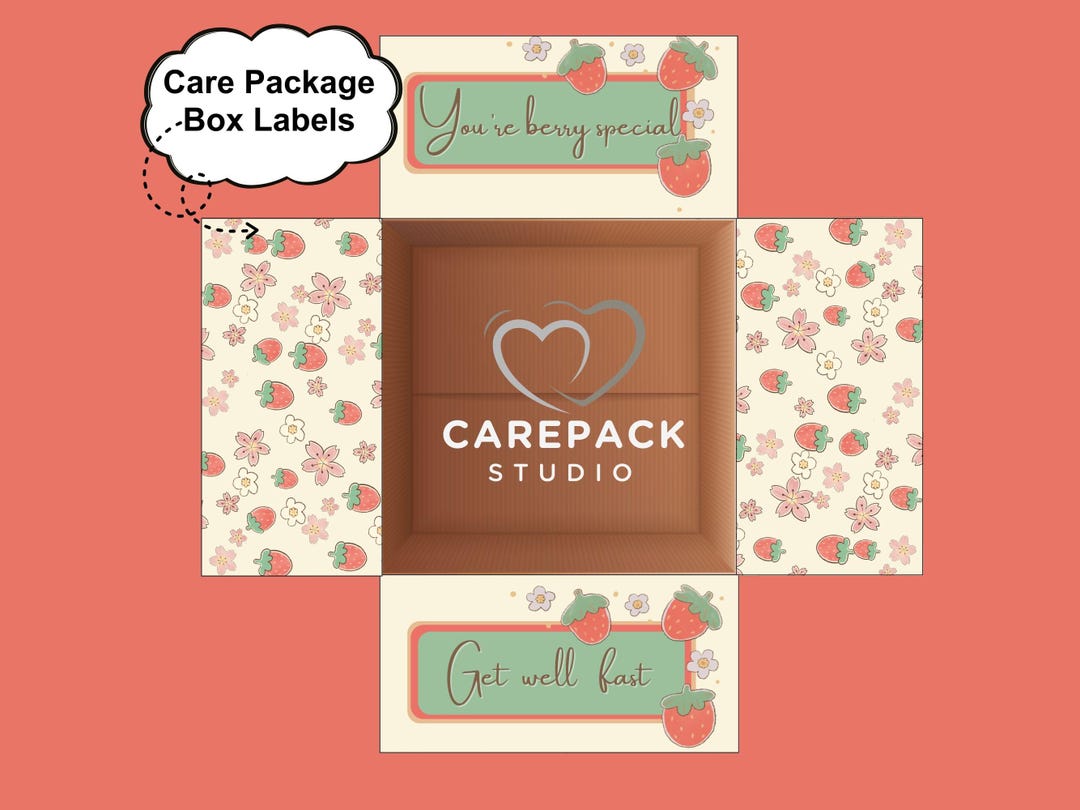 Care Package Label Get Well Box Flap Woman Feel Better Soon Illness ...