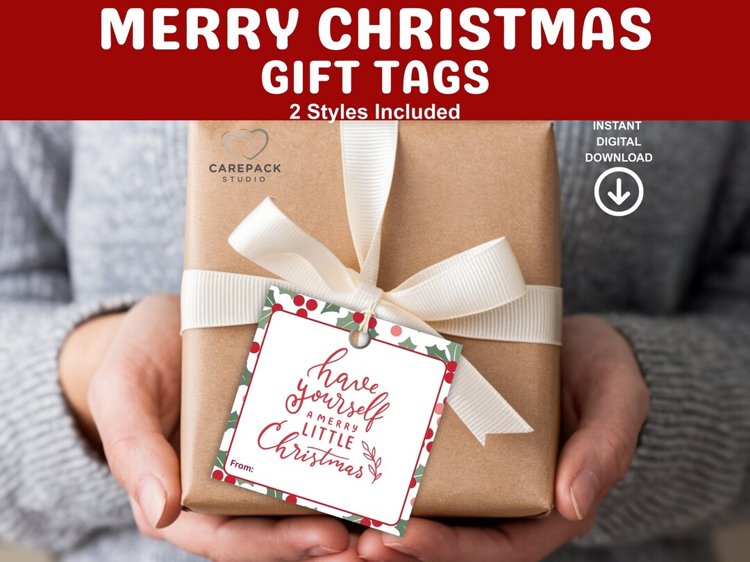 Printable Christmas Gift Tags Classic Red and White Holly Holiday ...