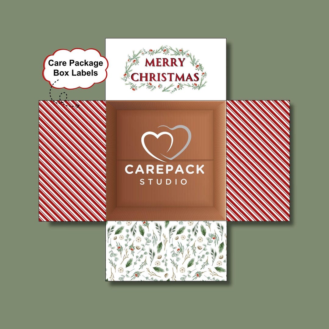Merry Christmas Package Labels, Printable Decoration for Box Flaps ...
