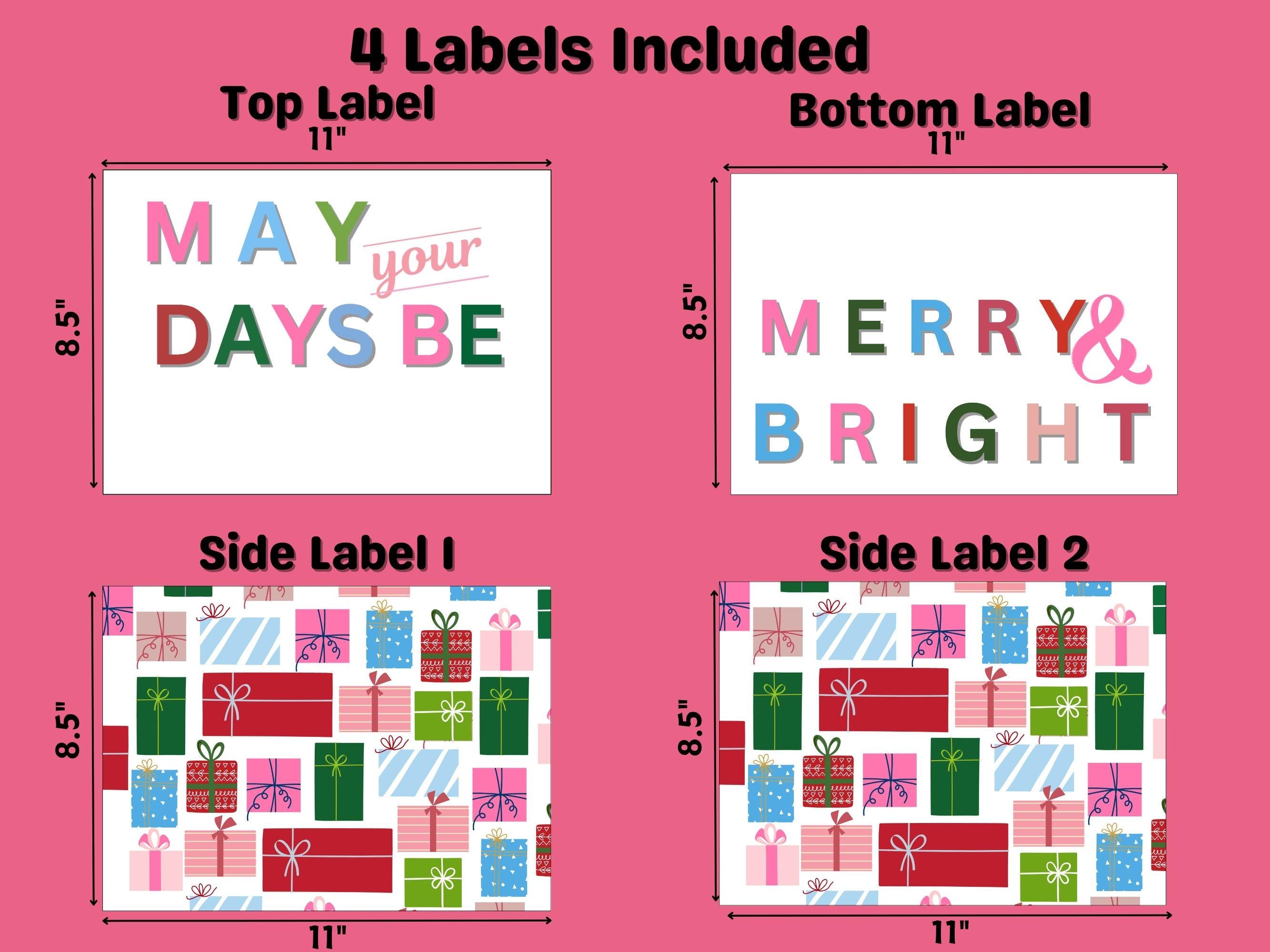 Merry Bright Christmas Package Labels, Printable Decoration for Box ...