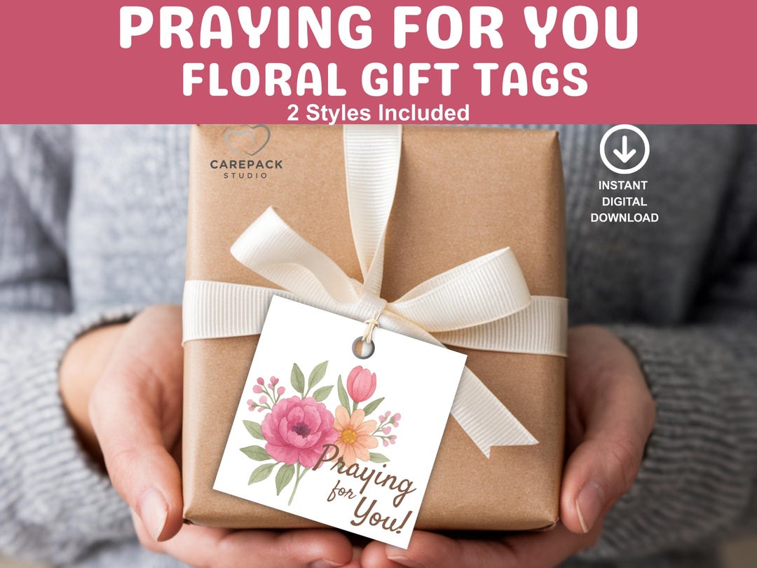 Praying for You Christian Floral Printable Gift Tag Floral Religious ...