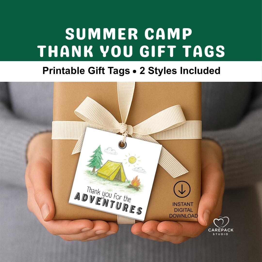 Thank You Camp Gift Tag, Camp Staff Appreciation Tag Label, Camp ...