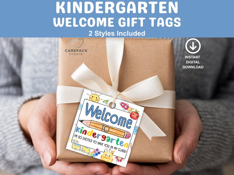 Welcome to Kindergarten Printable Gift Tag, From Teacher Tag, First Day ...