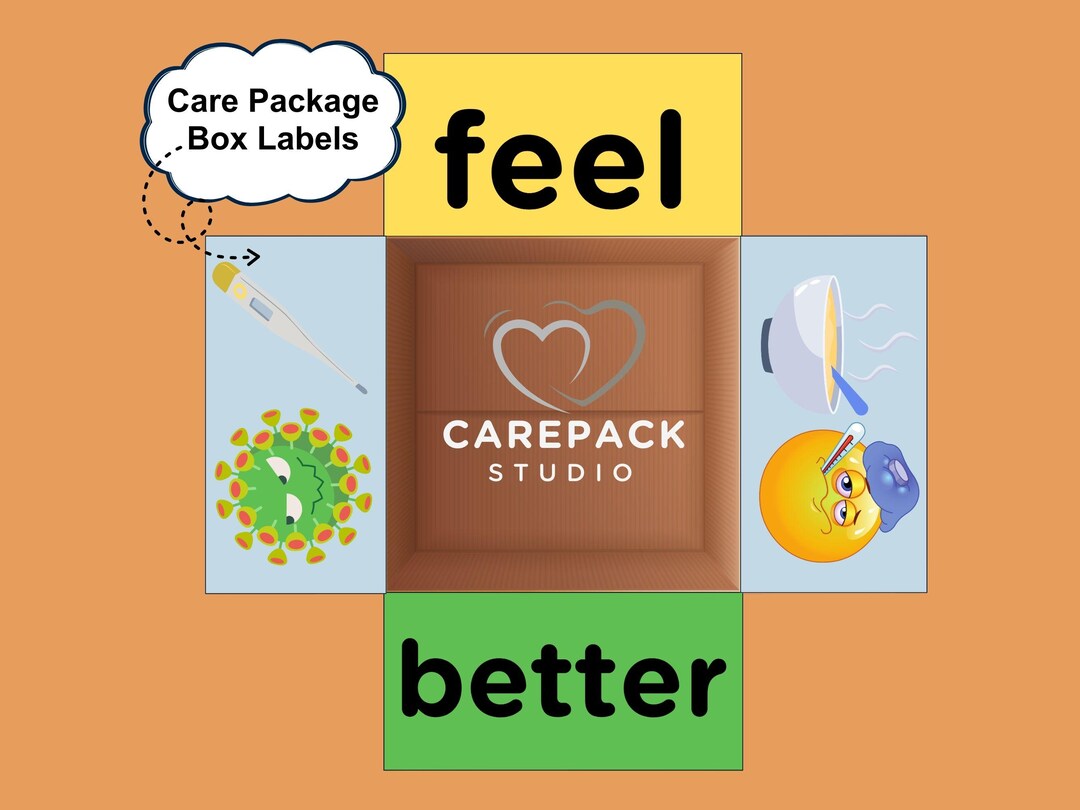 Feel Better Care Package Label Get Well Soon Box Flap Printable Label ...