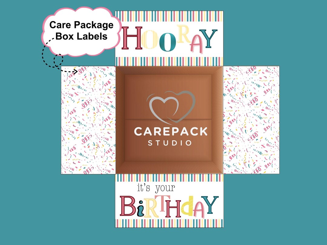 Care Package Label Printable Your Birthday Box Flap Label Instant Print ... Care Package Label Printable Your Birthday Box Flap Label Instant Print ...