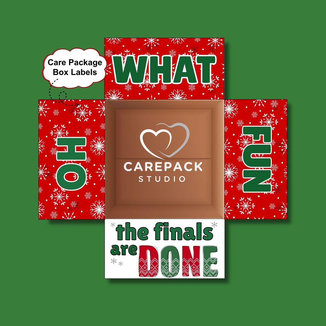 Printable Box Flap Label Care Package Christmas College Finals Week ...