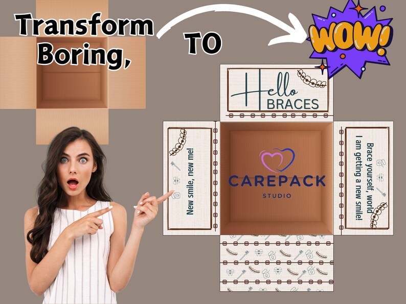 Kids Braces Care Package Label, Instant Download Printable Box Flap ...