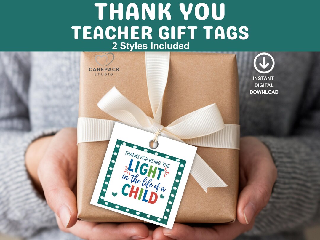 Thank You for Being the Light Gift Tag, Teacher Appreciation Week Tag ...