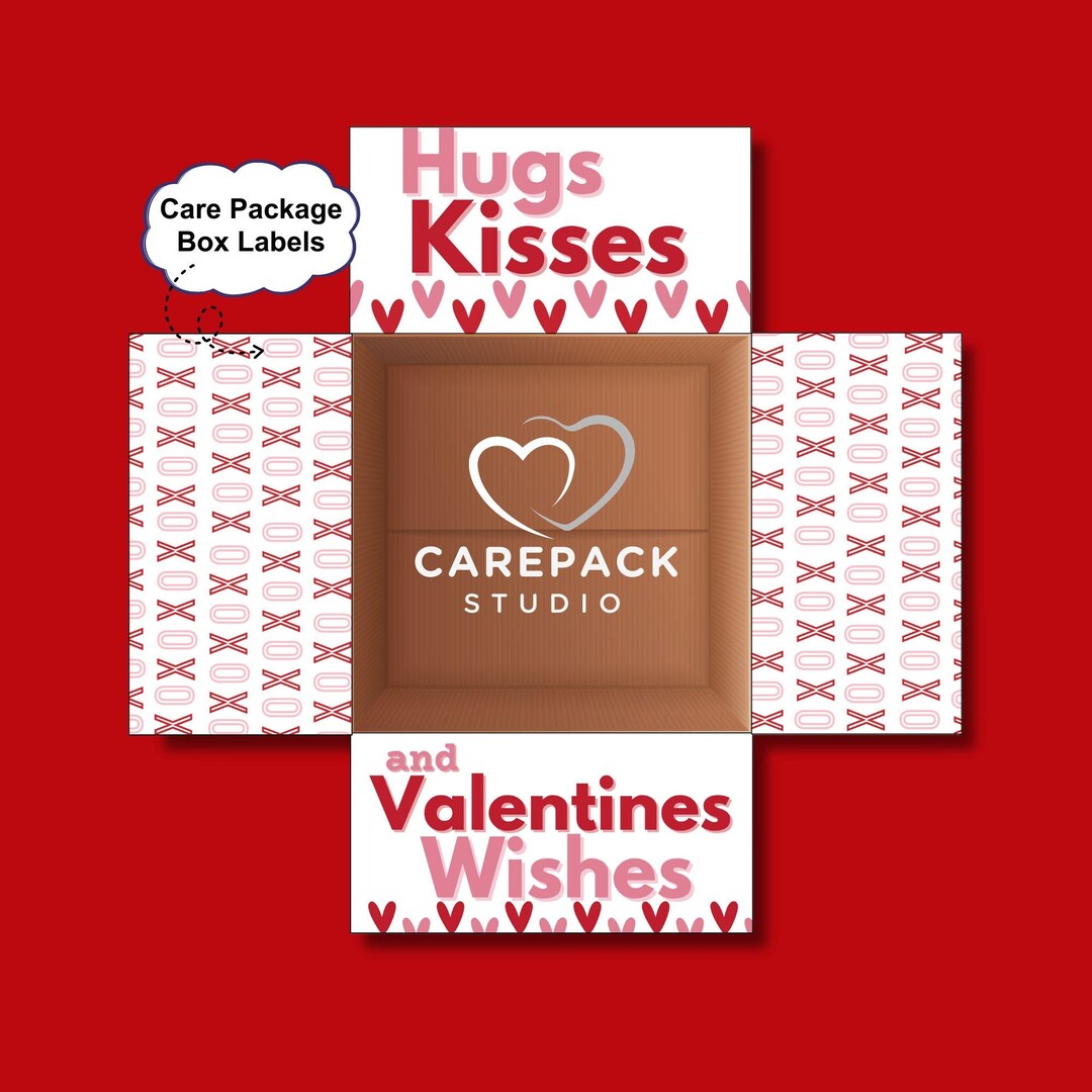 Hugs Kisses Care Package Labels Printable Box Flap College Student ...