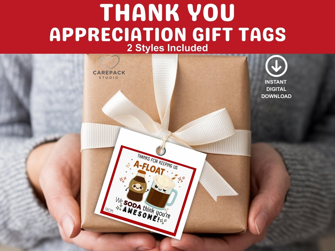 Thanks for Keeping Us A Float Gift Tag, Root Beer Float Soda Hang Tag ...