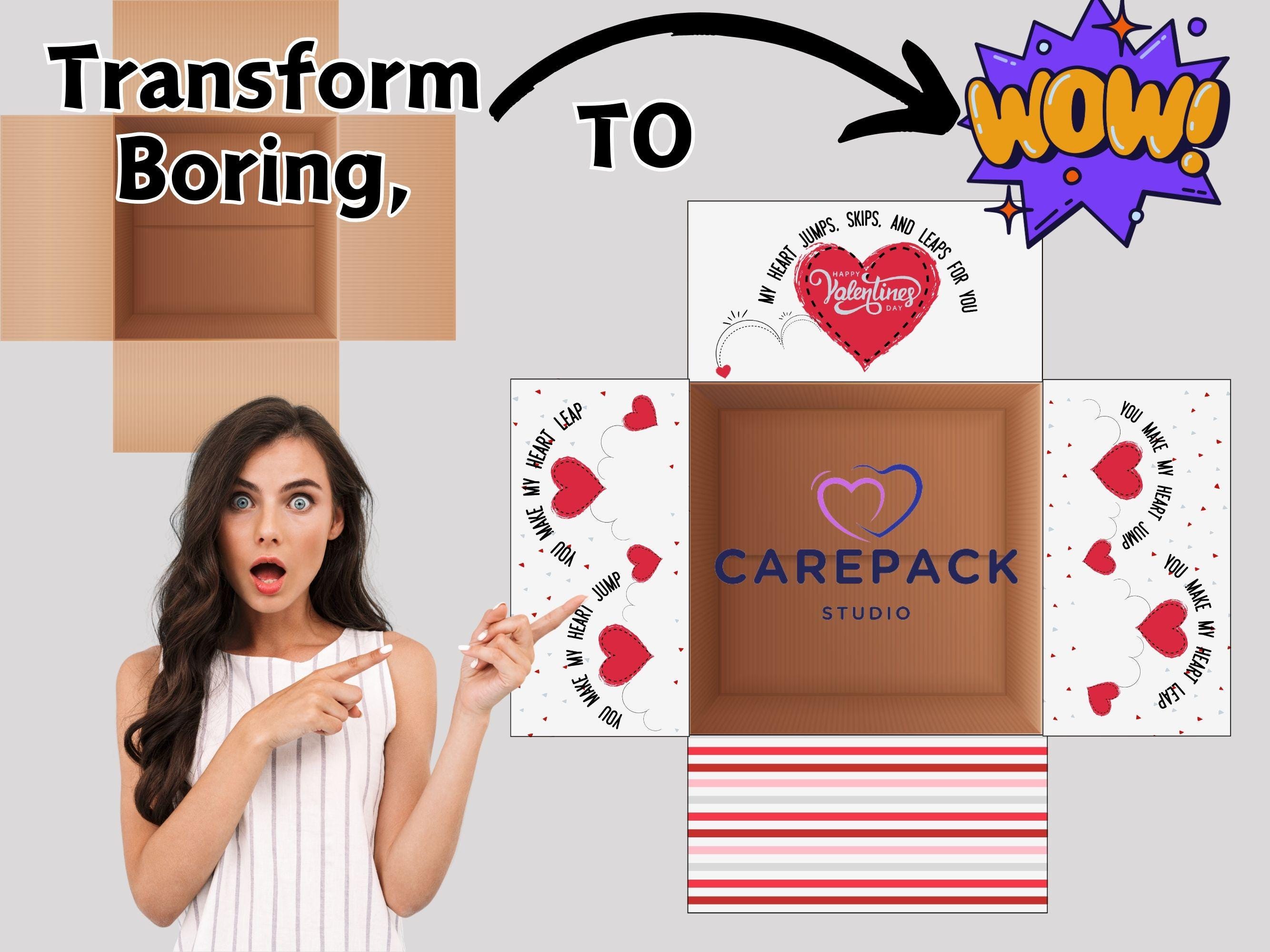 Heart Love Care Package Printable Box Flap Labels Valentine Box Husband ...