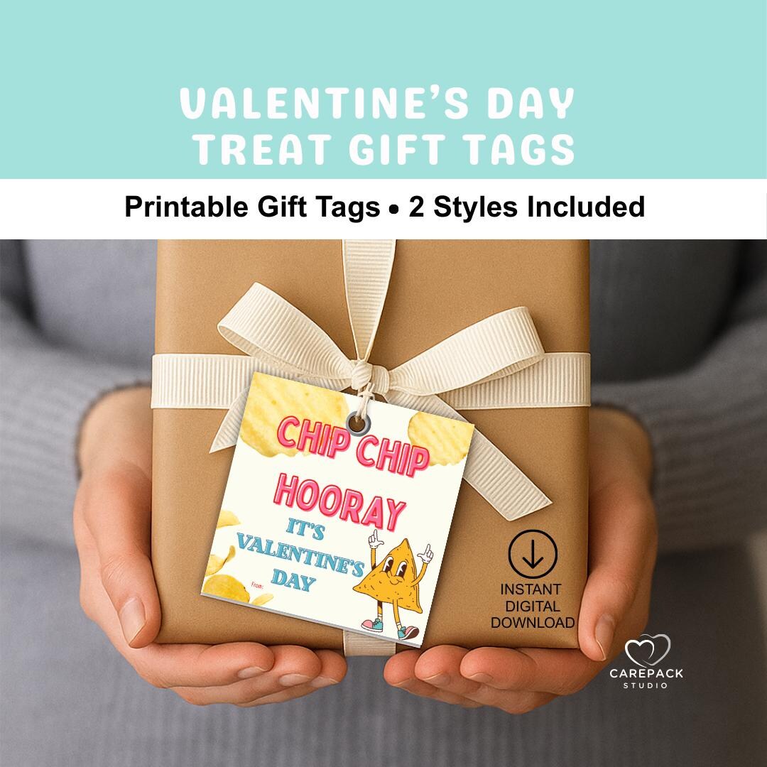 Valentine Gift Tags Printable Kids Classroom Chip Bag Snack Cards, Chip ...