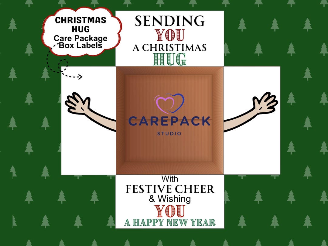 Care Package Instant Download Box Labels, Send a Christmas Hug & New ...