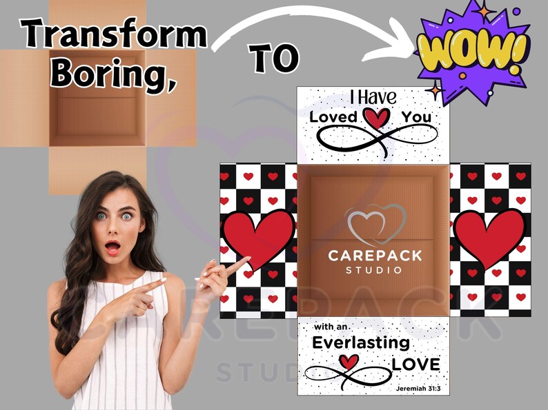 Love Care Package Box Label Valentine's Day Printable Box Flap ...