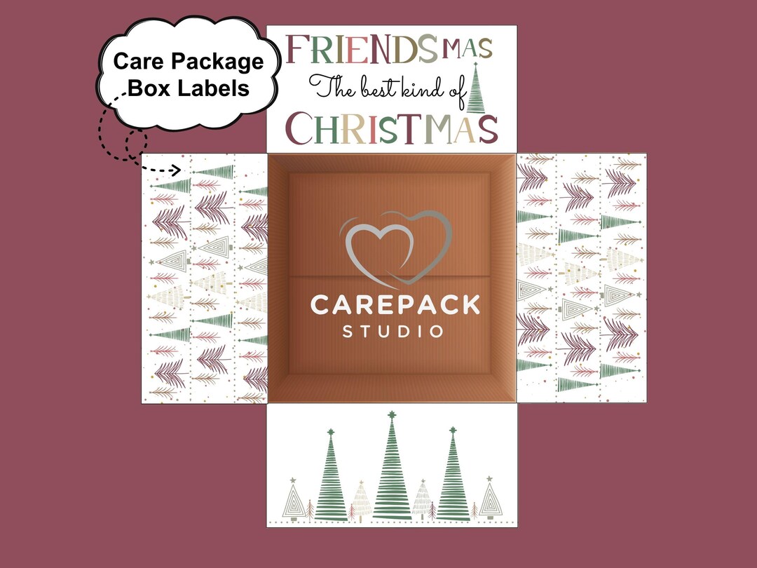 Friendship Care Package Labels, Printable Holiday Box Flap Decorations ...