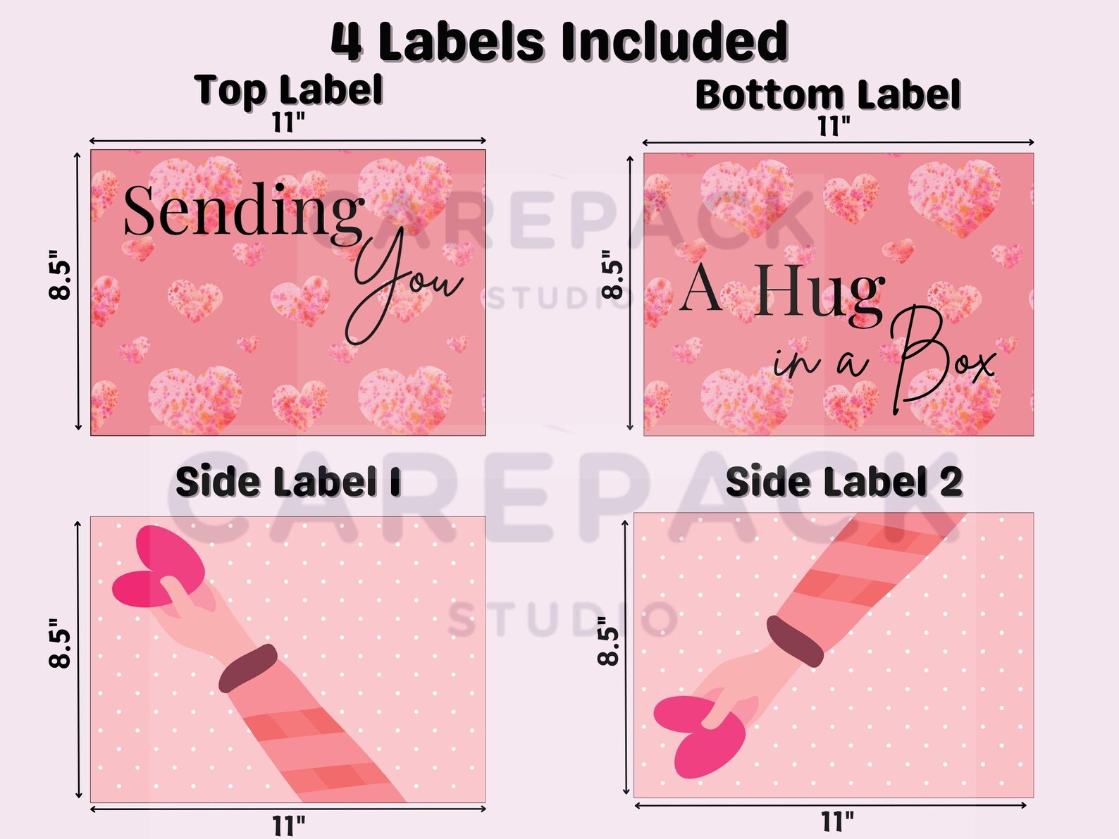 Hug Box Care Package, Instant Download Printable Label Box Flap Decor ...