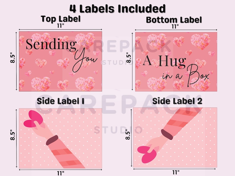 Hug Box Care Package, Instant Download Printable Label Box Flap Decor ...